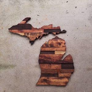 Michigan Rustic Wood State Cut Out, Wooden Michigan State Outline ...