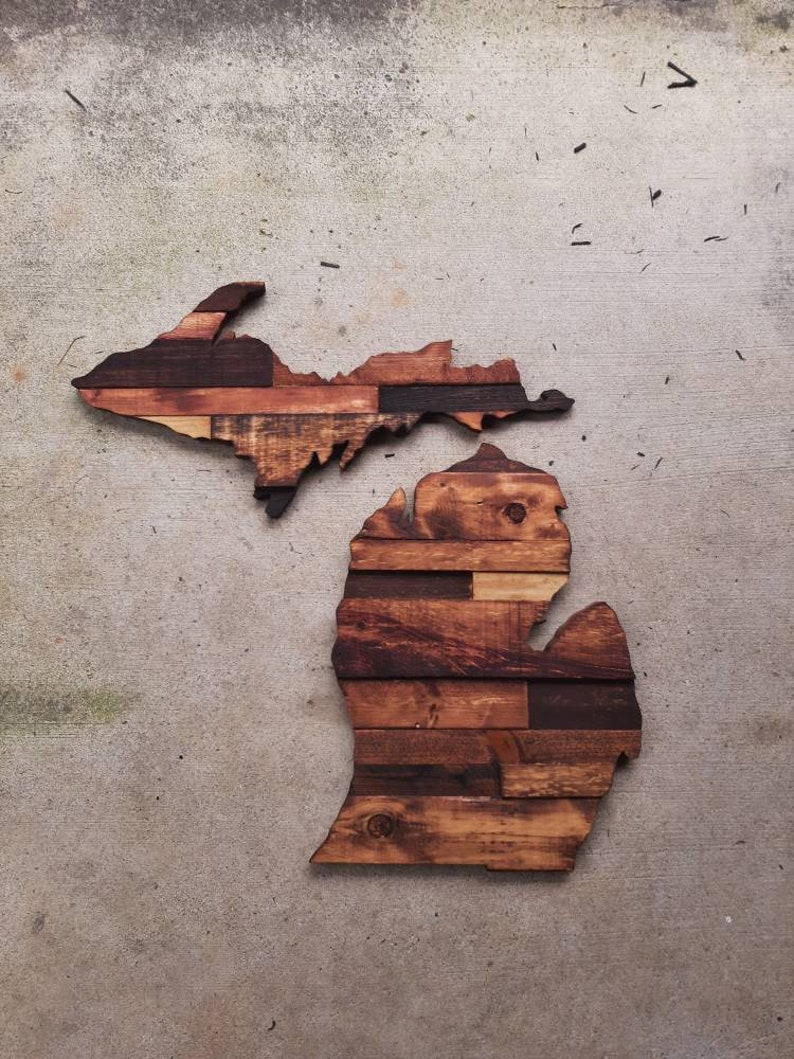 Michigan Rustic Wood State Cut Out Wooden Michigan State - Etsy