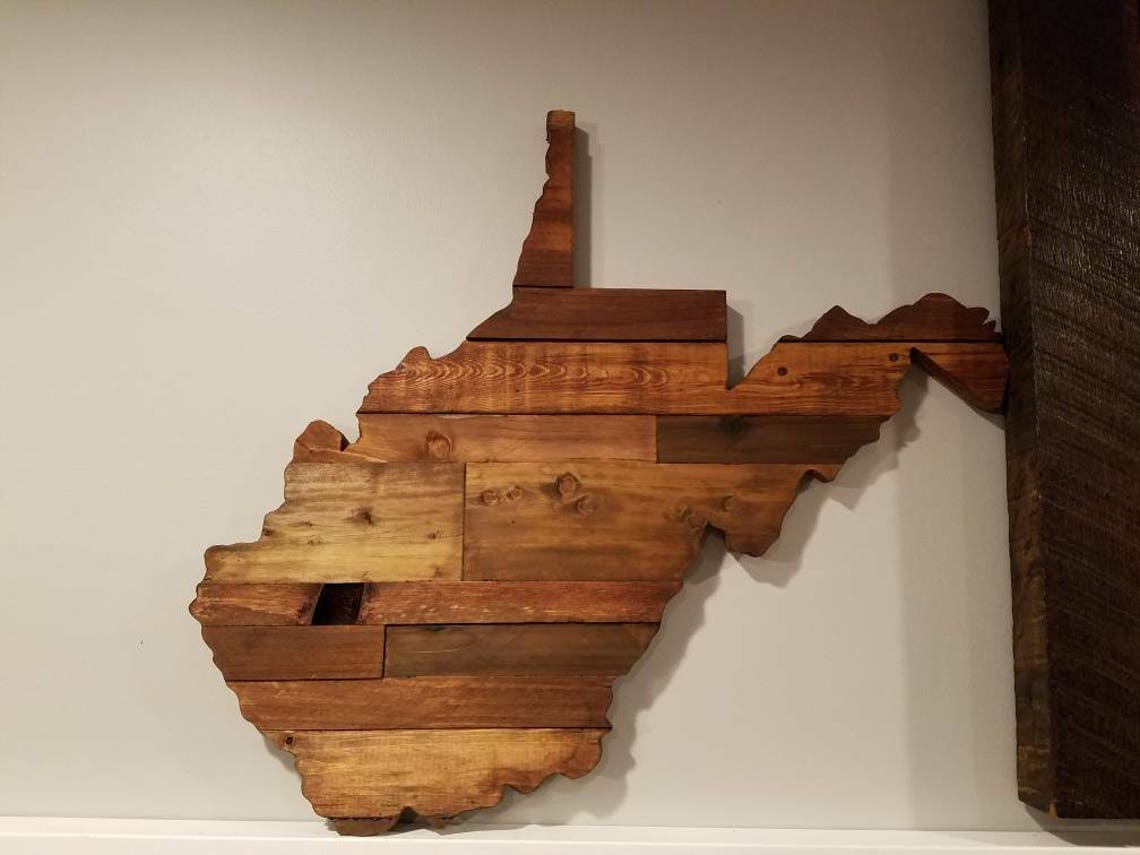 West Virgina Rustic Wood State Cut Out Wood Art Sign West - Etsy