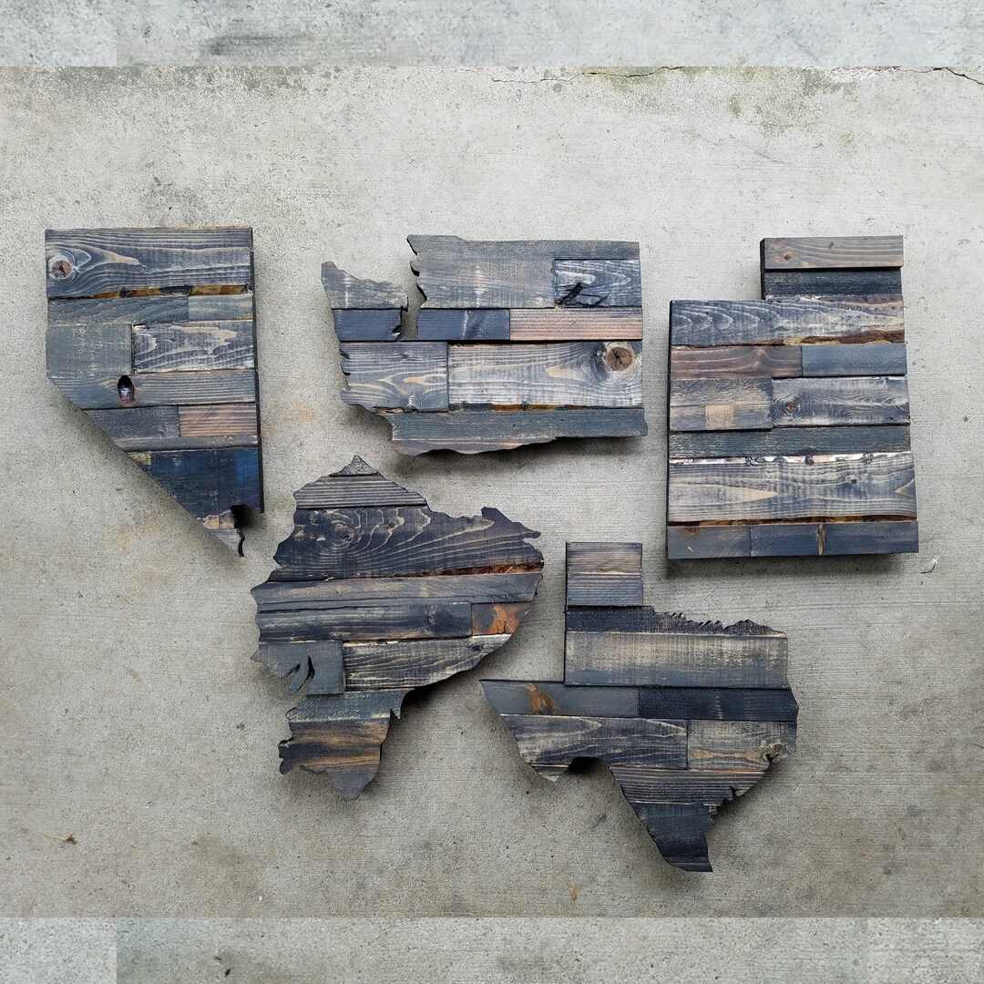 Dark Wood Rustic State Cut Out, Large State Cutout, Wood State Cutout ...