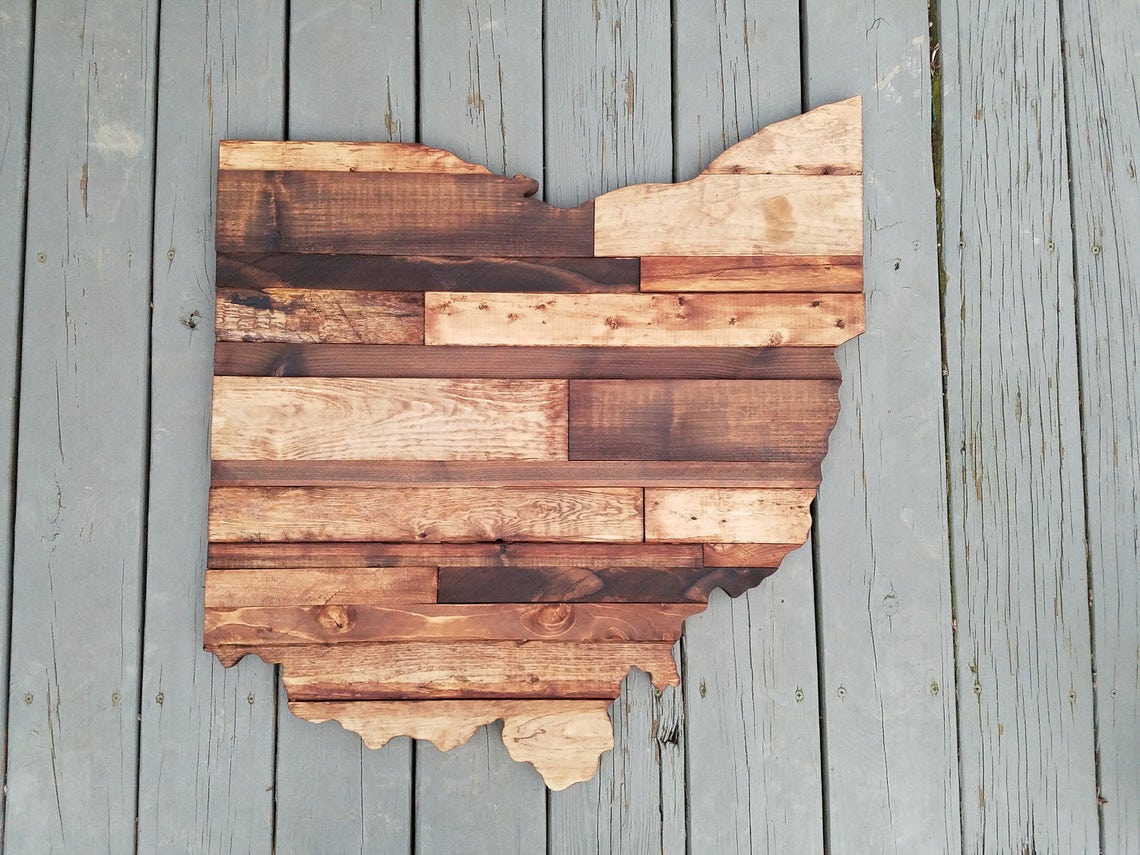 Ohio Rustic Wood State Cut Out Wood Art Sign Ohio Wood Sign | Etsy