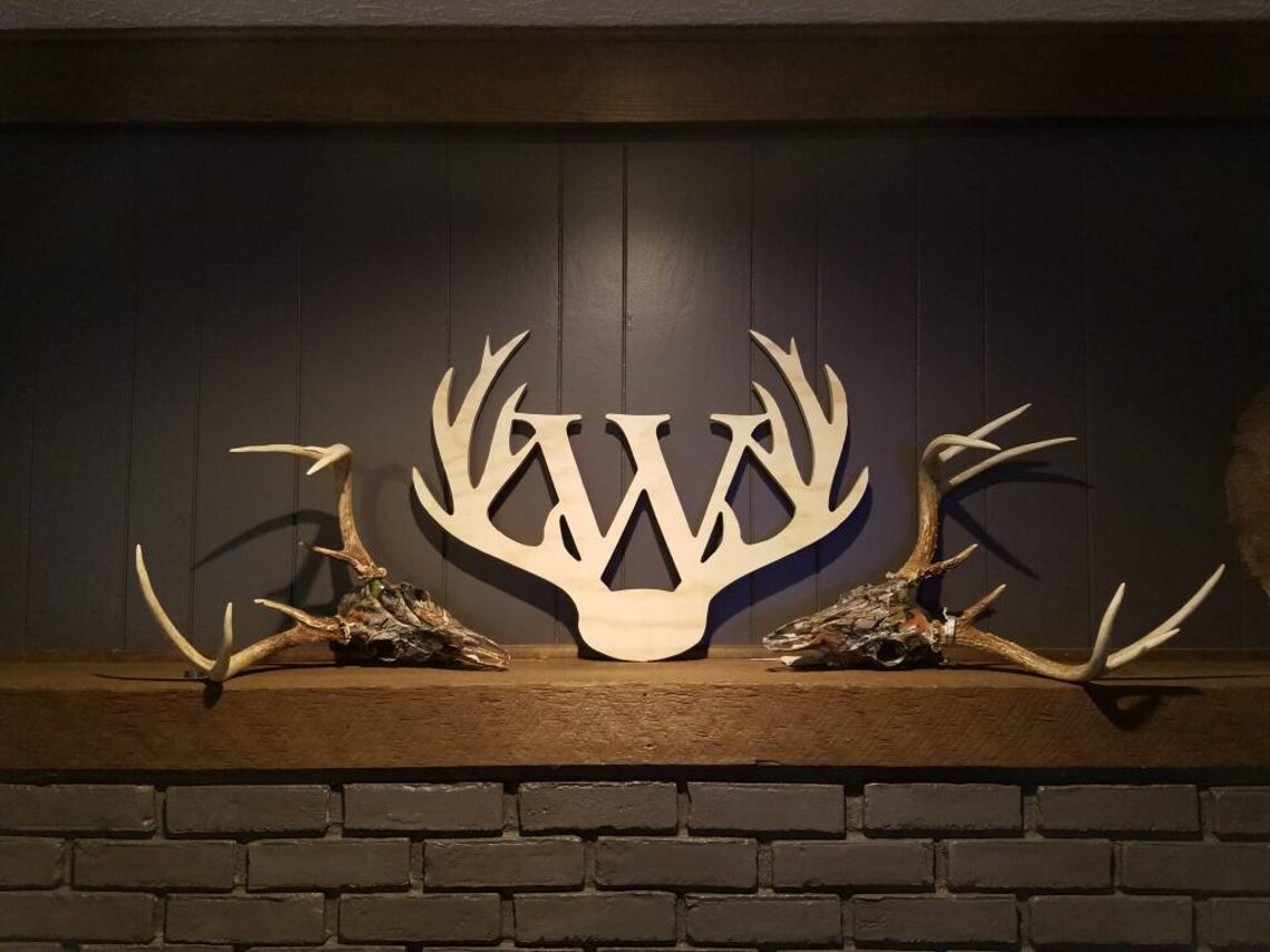 Antler Monogram Antlers Wood Monogram Stag Monogram Sign - Etsy