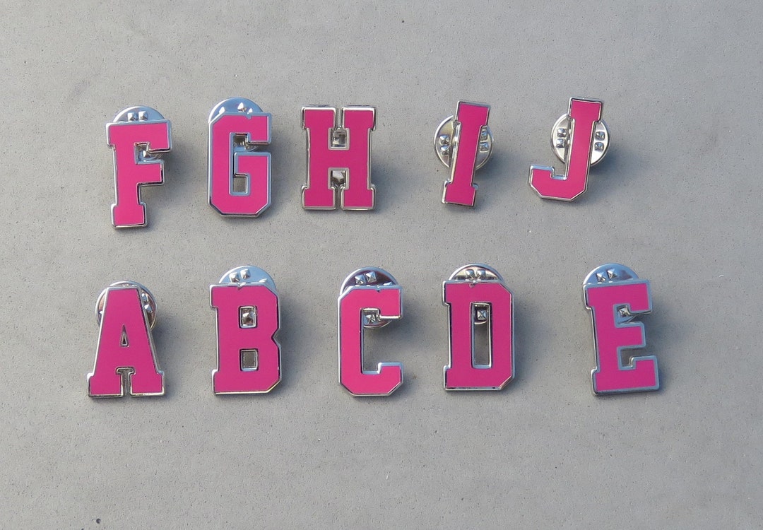 Pink Enamel Initial Pin - Initial, Hashtag or Ampersand - Etsy Canada