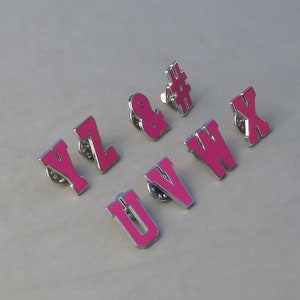 Pink Enamel Initial Pin - Initial, Hashtag or Ampersand - Etsy Canada