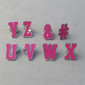 Pink Enamel Initial Pin - Initial, Hashtag or Ampersand - Etsy Canada