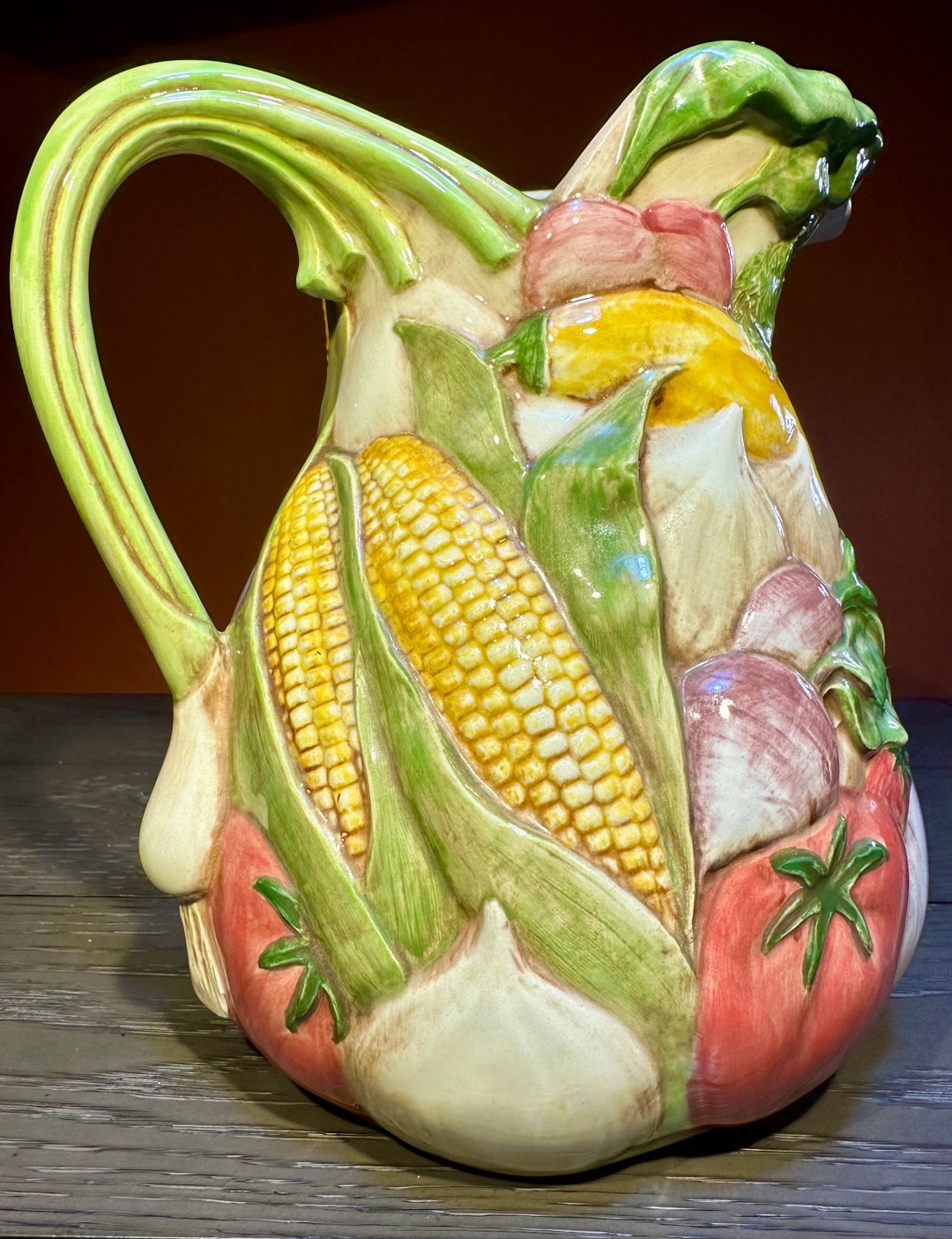 Ceramic 3D Relief Vegetable Multi-color Pitcher - Etsy