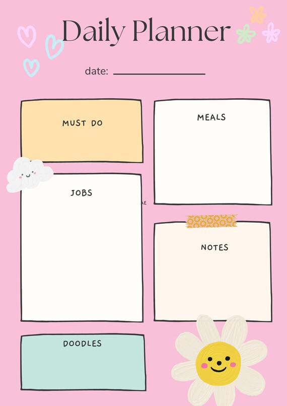 Cute Daily Planner Digital Download - Etsy
