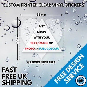 38mm Custom Printed Vinyl Stickers - High Resolution Photo Image Design ...