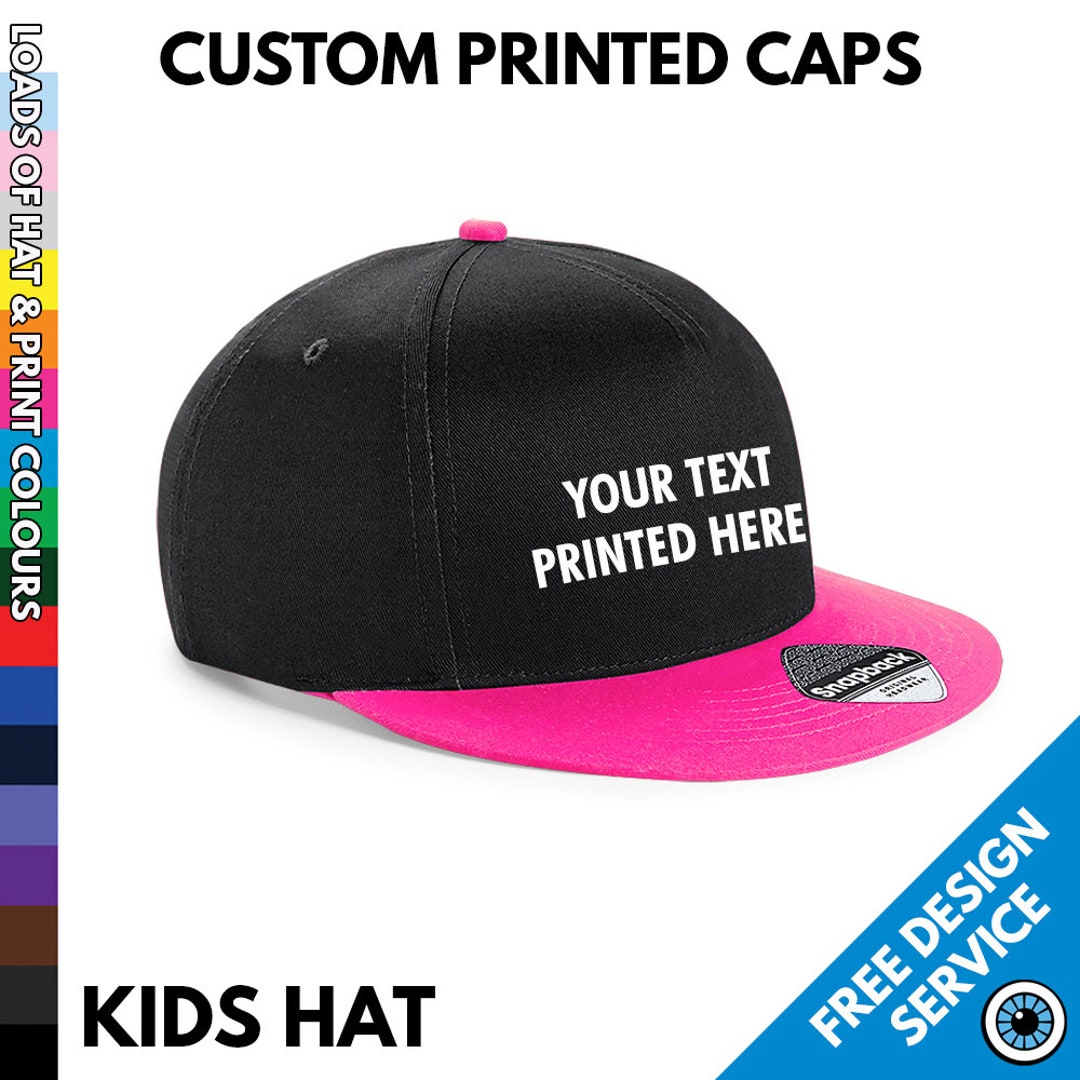 Custom Printed Text Kids Baseball Rapper Cap - Fashion Hat - Your Text ...