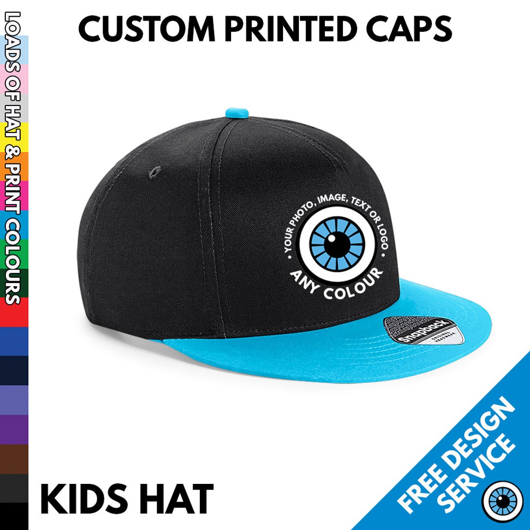 Custom Printed Kids Baseball Rapper Cap Hat - Your Design Image Text ...