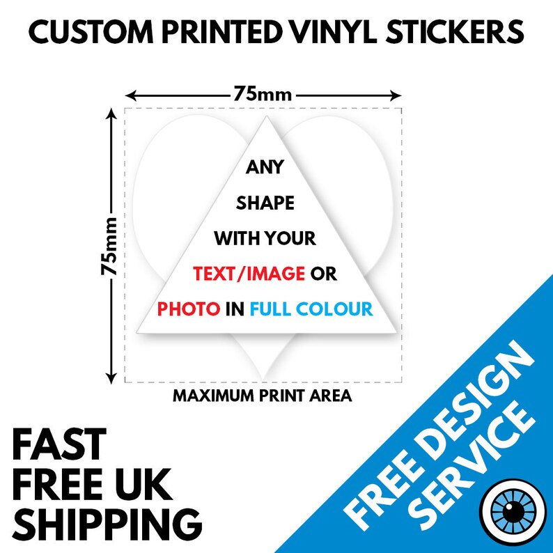 75mm Custom Printed Vinyl Stickers - High Resolution Photo Image Design ...