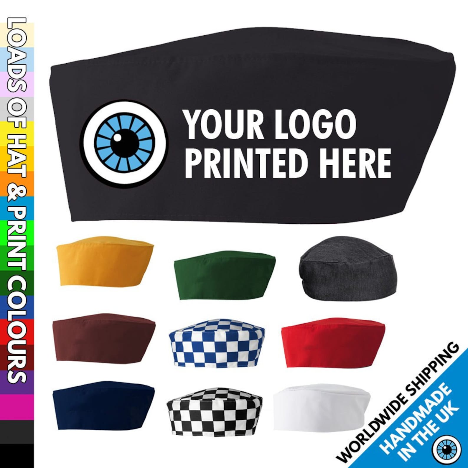 Custom Printed Skull Cap Image Logo Kitchen Custom Chef - Etsy UK
