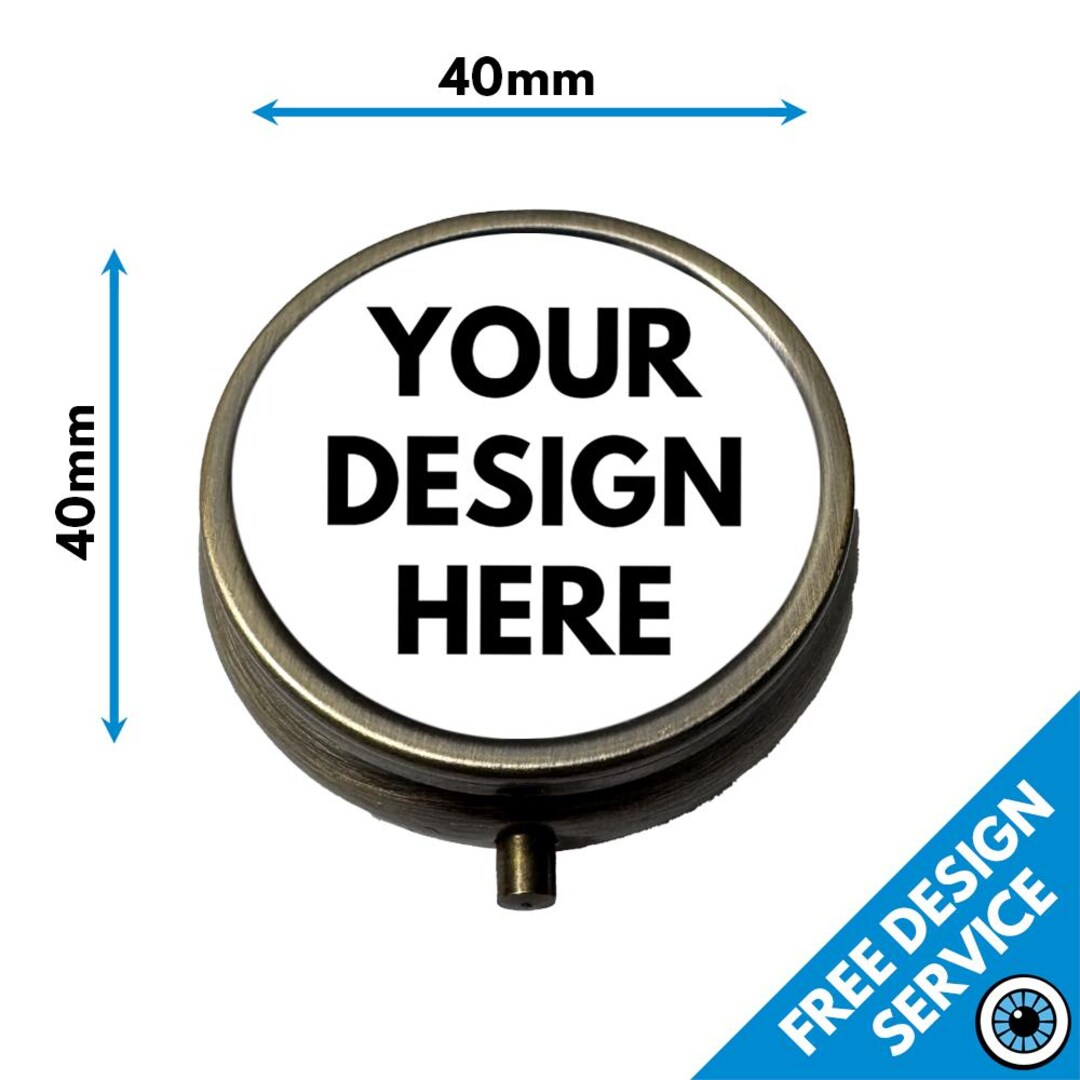 Brushed Metal Custom Pill Box Personalised Metal Tablet Storage Round ...