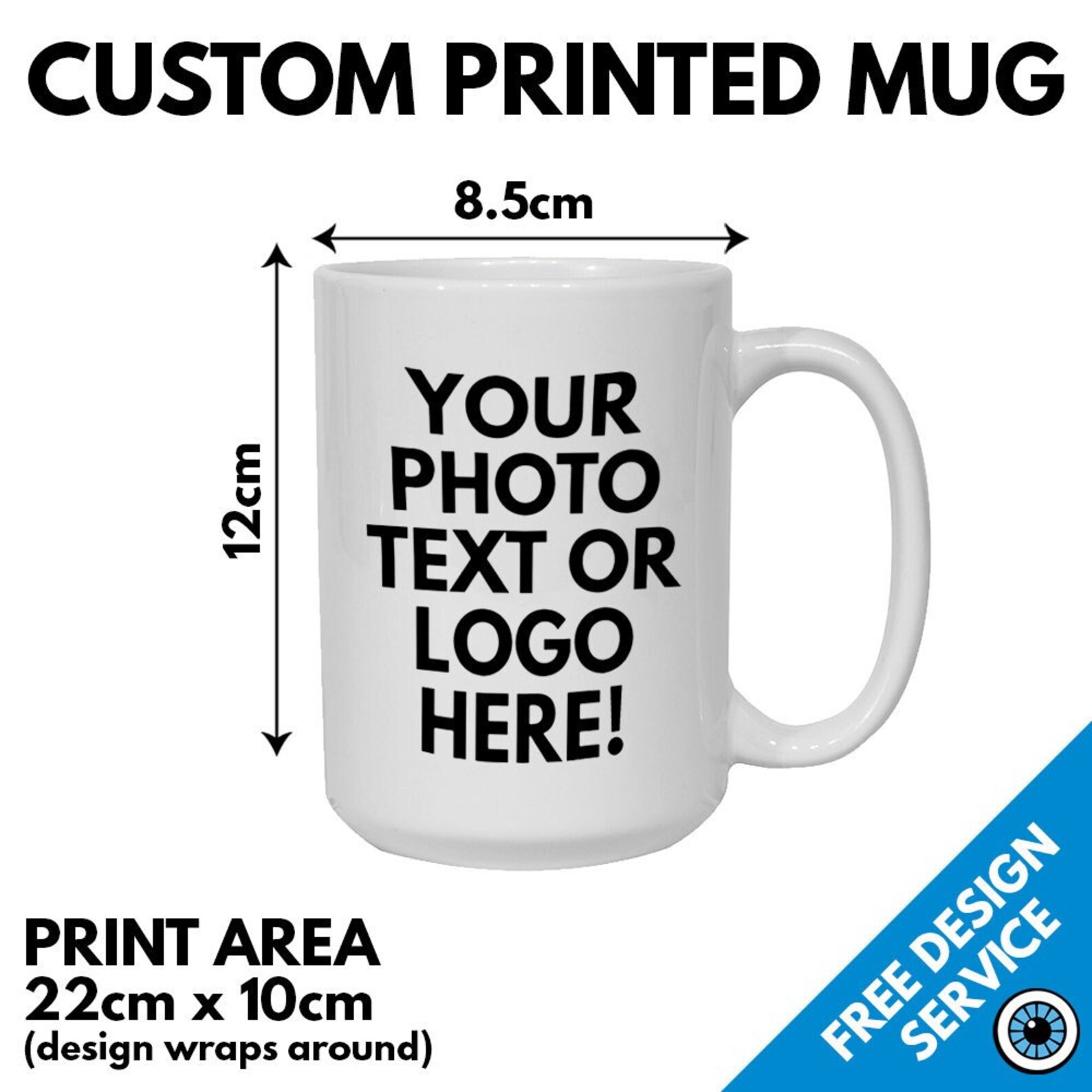 Custom Printed 15oz Large Mug Personalised Text Photo Image - Etsy