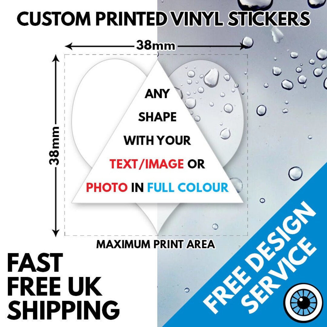 38mm Custom Printed Vinyl Stickers - High Resolution Photo Image Design ...