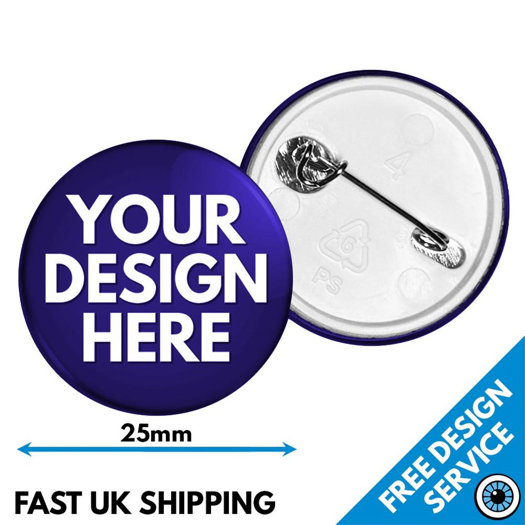 25mm Plastic Back Custom Badges • Personalised Button Badge • Hen ...