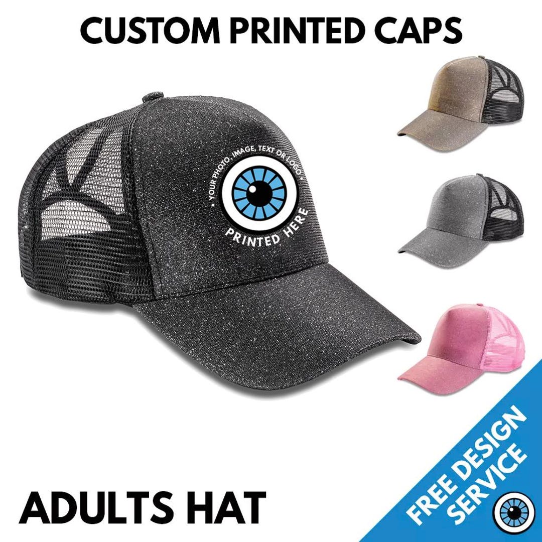 Custom Printed Adults Sparkle Baseball Cap - Trucker Hat - Your Design ...