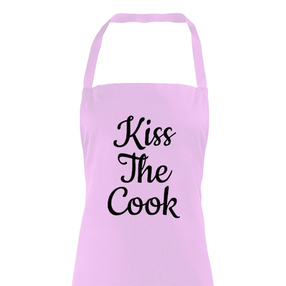 Kiss The Cook Orange Lips On Red Cotton Apron Fully Lined Accessories