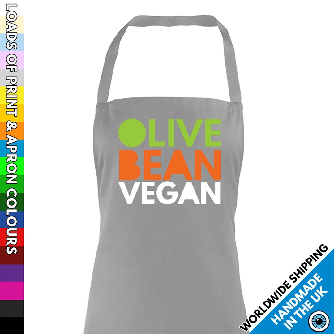 Olive Bean Vegan Apron • Adults Custom Printed Aprons • Vegan ...