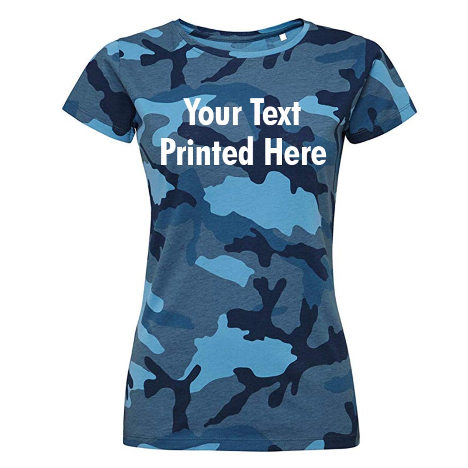Ladies Custom Text Camouflage Printed T Shirt • Any Name or Text ...
