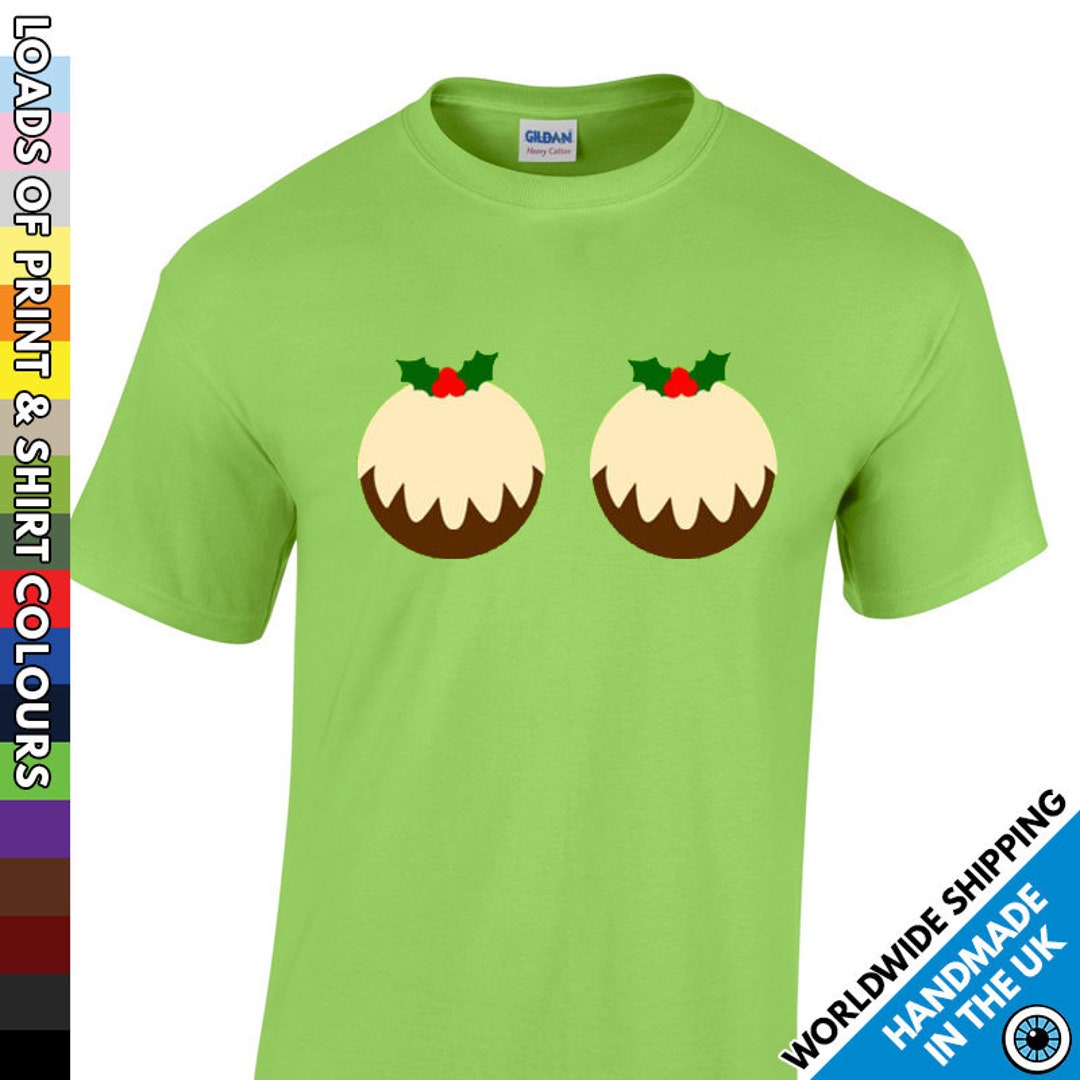 Mens Funny Rude Puddings T Shirt - Man Moobs Tshirt - Christmas Xmas ...