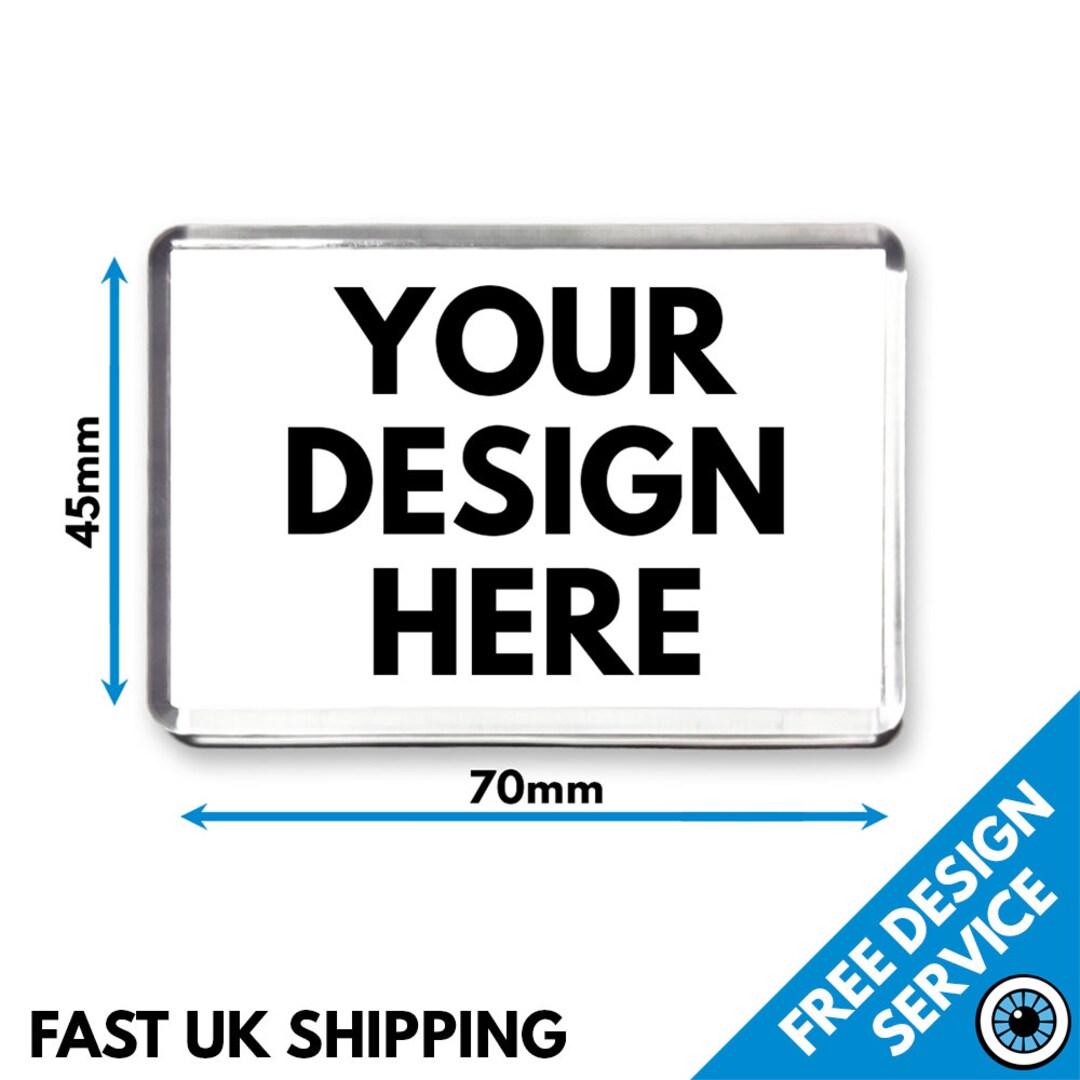 70 X 45mm Custom Printed Magnet • Personalised Fridge Magnets Medium ...