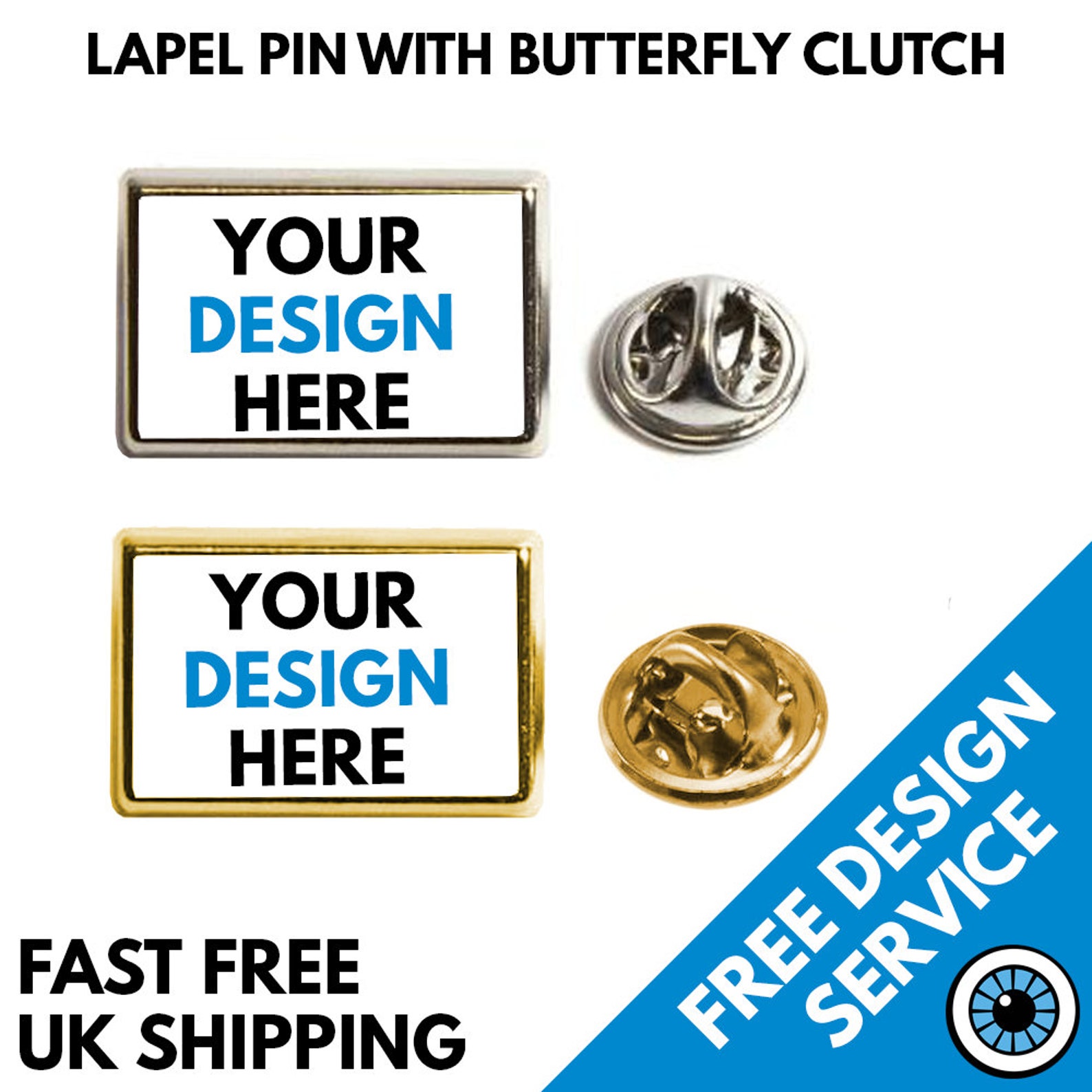 Rectangular Metal Lapel Pin Badges 13x21mm Personalised - Etsy