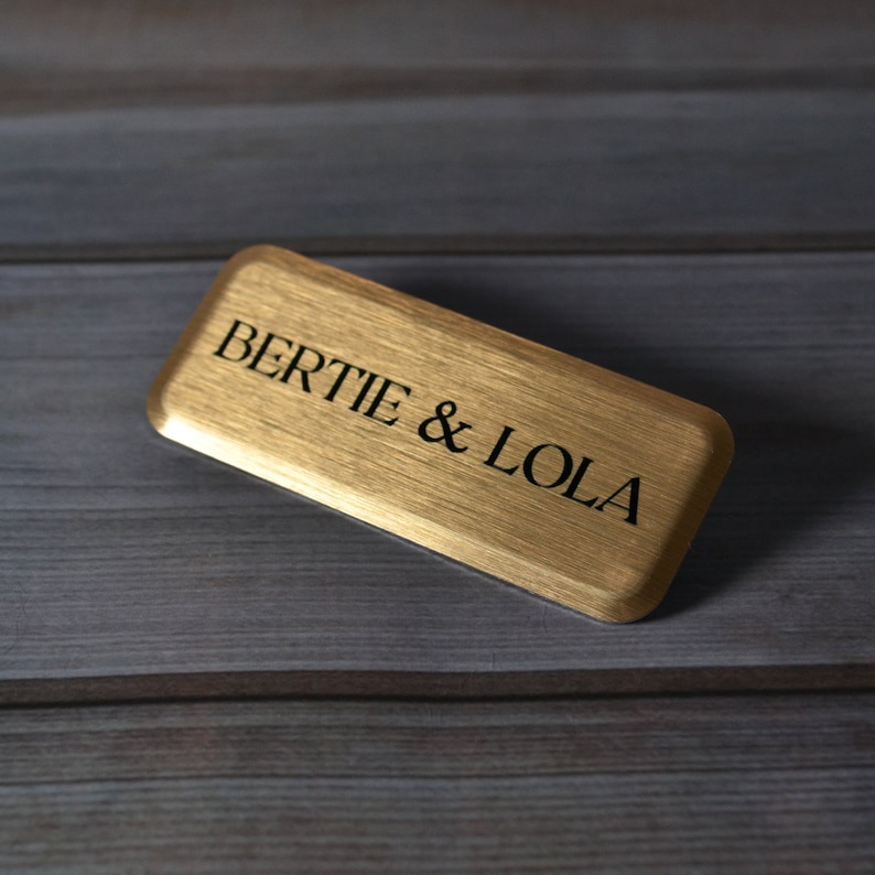Custom Printed Metal Name Badges Gold Silver Full Colour - Etsy