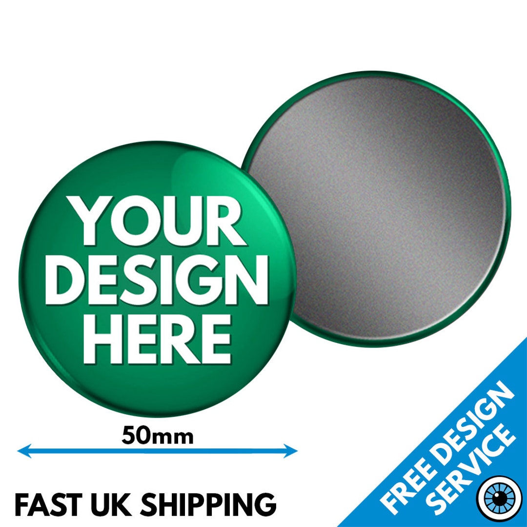 Custom Printed 50mm Round Magnet Personalised Image Photo Logo Text ...
