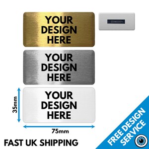 Custom Printed Metal Name Badges • Gold Silver Full Colour Prints ...