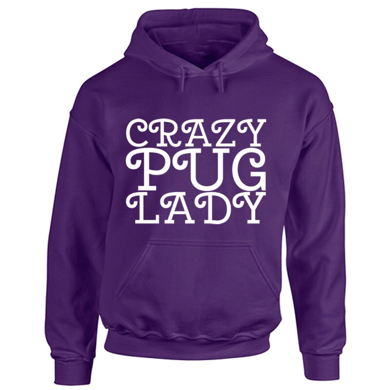 Adults Crazy Pug Lady Hoodie Cute Puppy Dog Animal Lover - Etsy