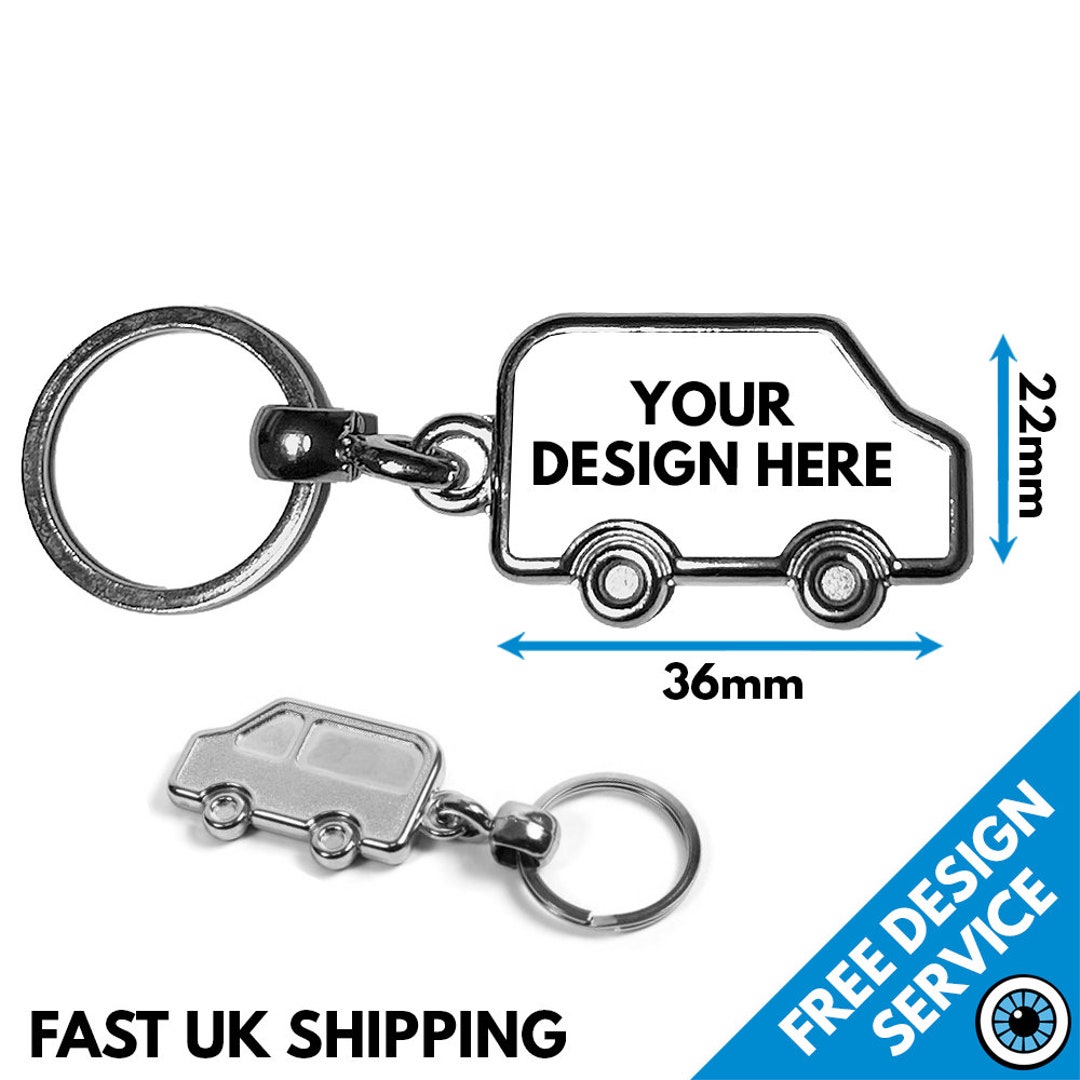 Custom Metal Van Key Ring 35mm X 33mm Personalised Printed Image Photo ...