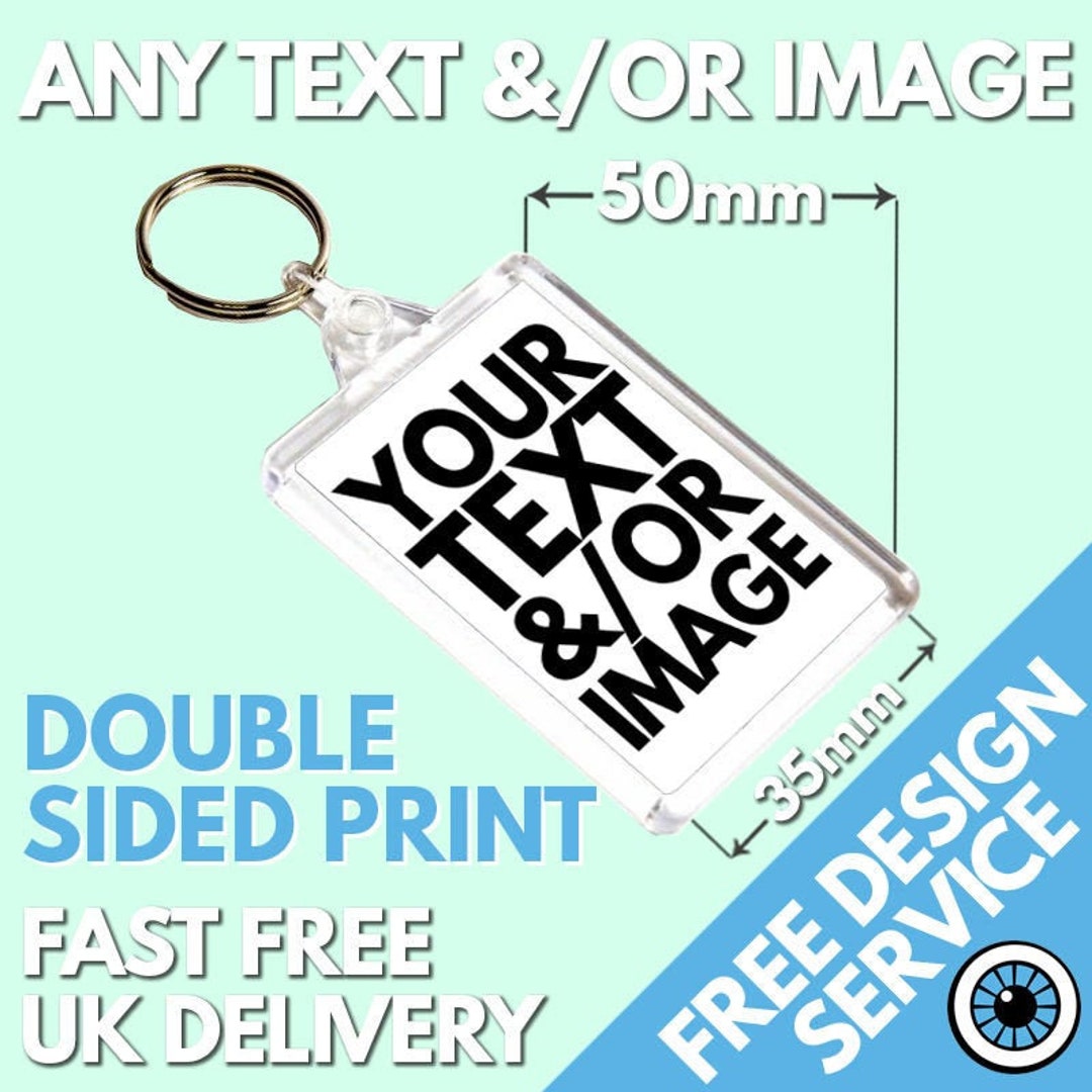 50 X 35mm Custom Printed Keyring Key Ring Personalised Print - Etsy UK