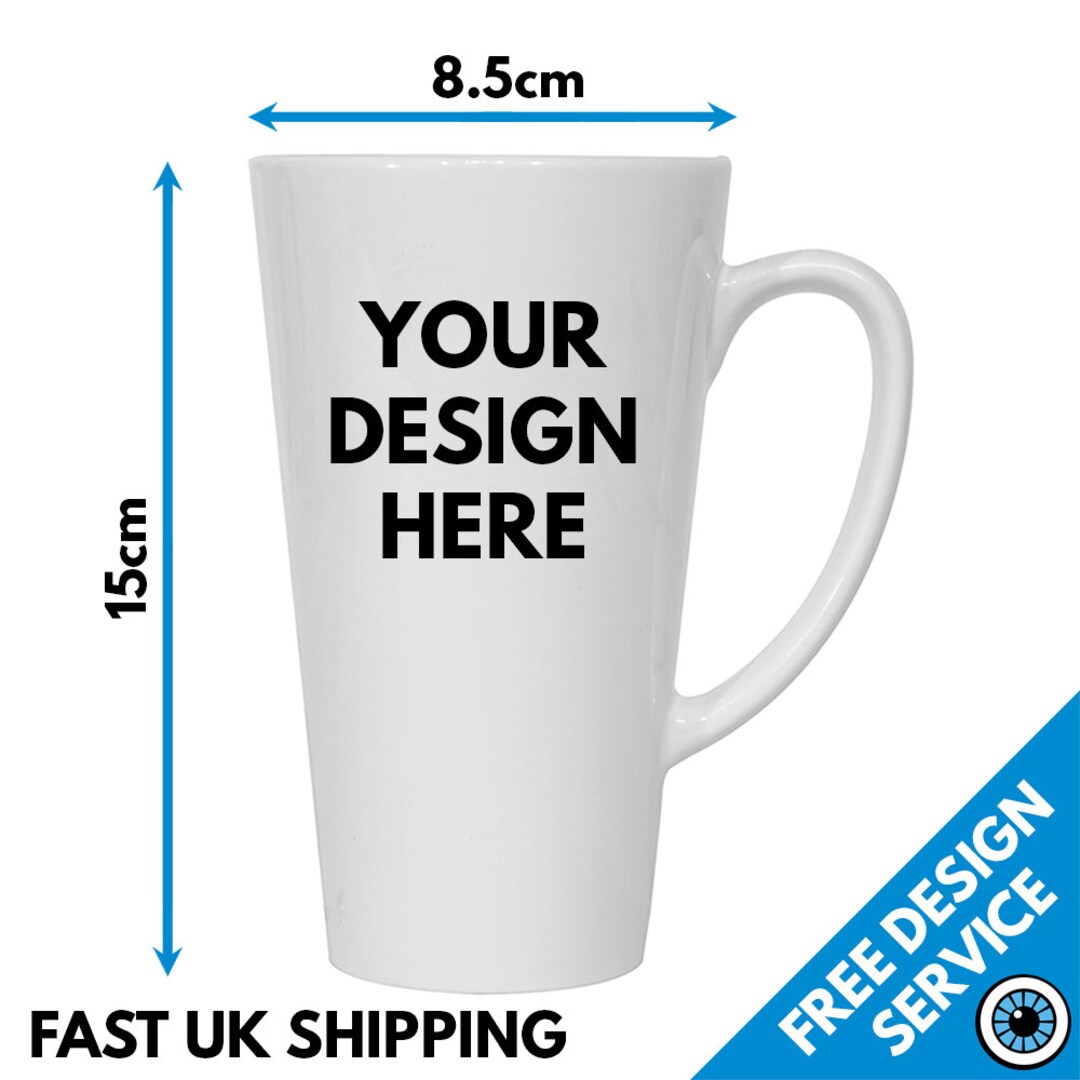 Custom Printed Large Latte Mug 17oz Personalised Text Photo Logo ...