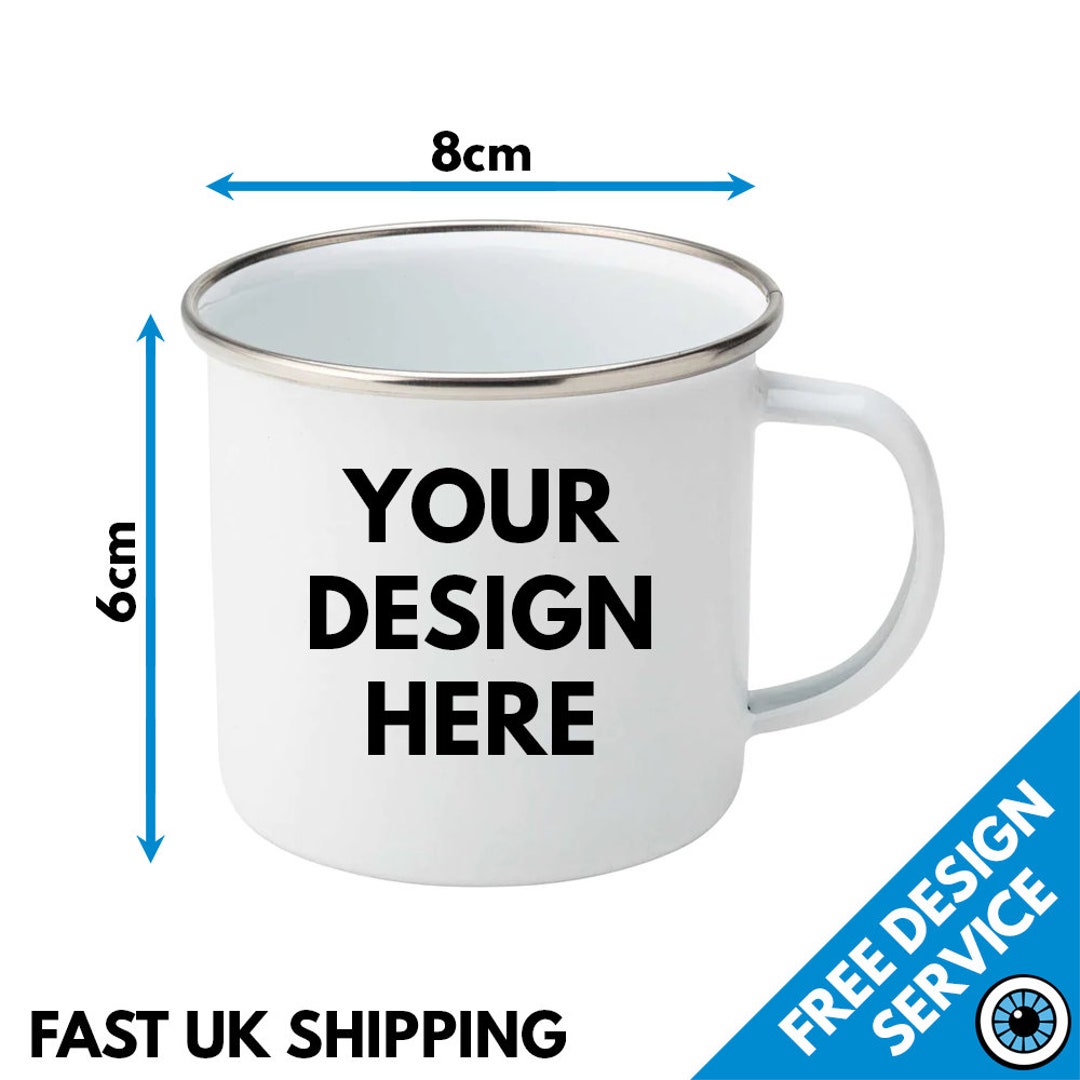 Custom Printed Enamel Mugs - Metal Mug Personalised Image Photo Logo ...