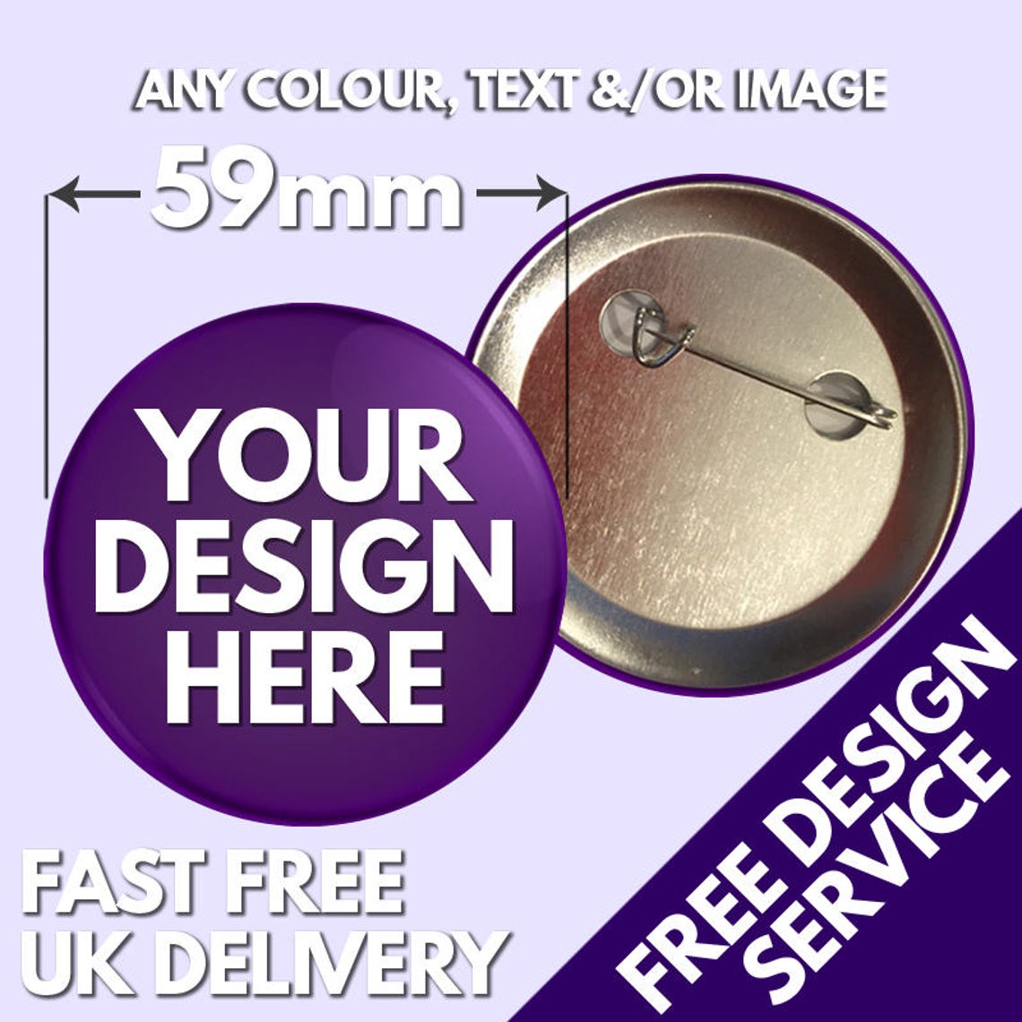 Custom Printed Badges Lots of Sizes and Quantities Any | Etsy UK