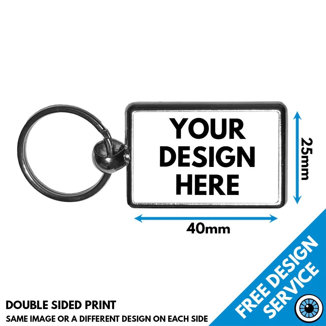 Custom Metal Rectangular Key Ring 40mm X 25mm Personalised Printed ...