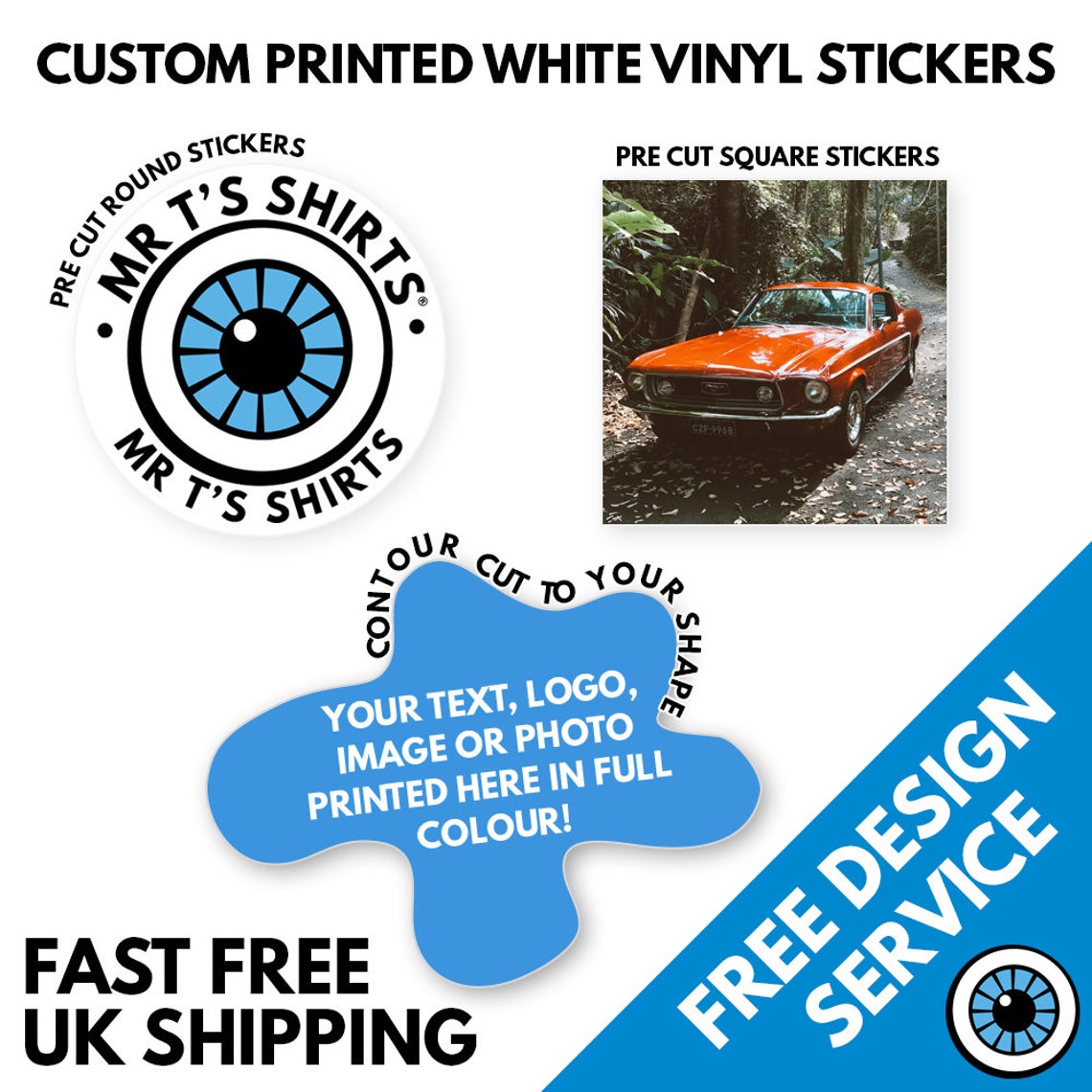 75mm Custom Printed Vinyl Stickers - High Resolution Photo Image Design ...