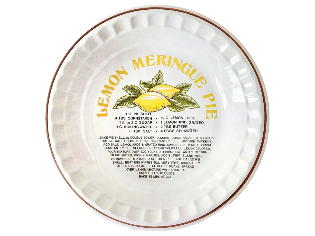 70s Vintage Lemon Meringue Pie Dish Ceramic Recipe 11 Inch Manoir ...