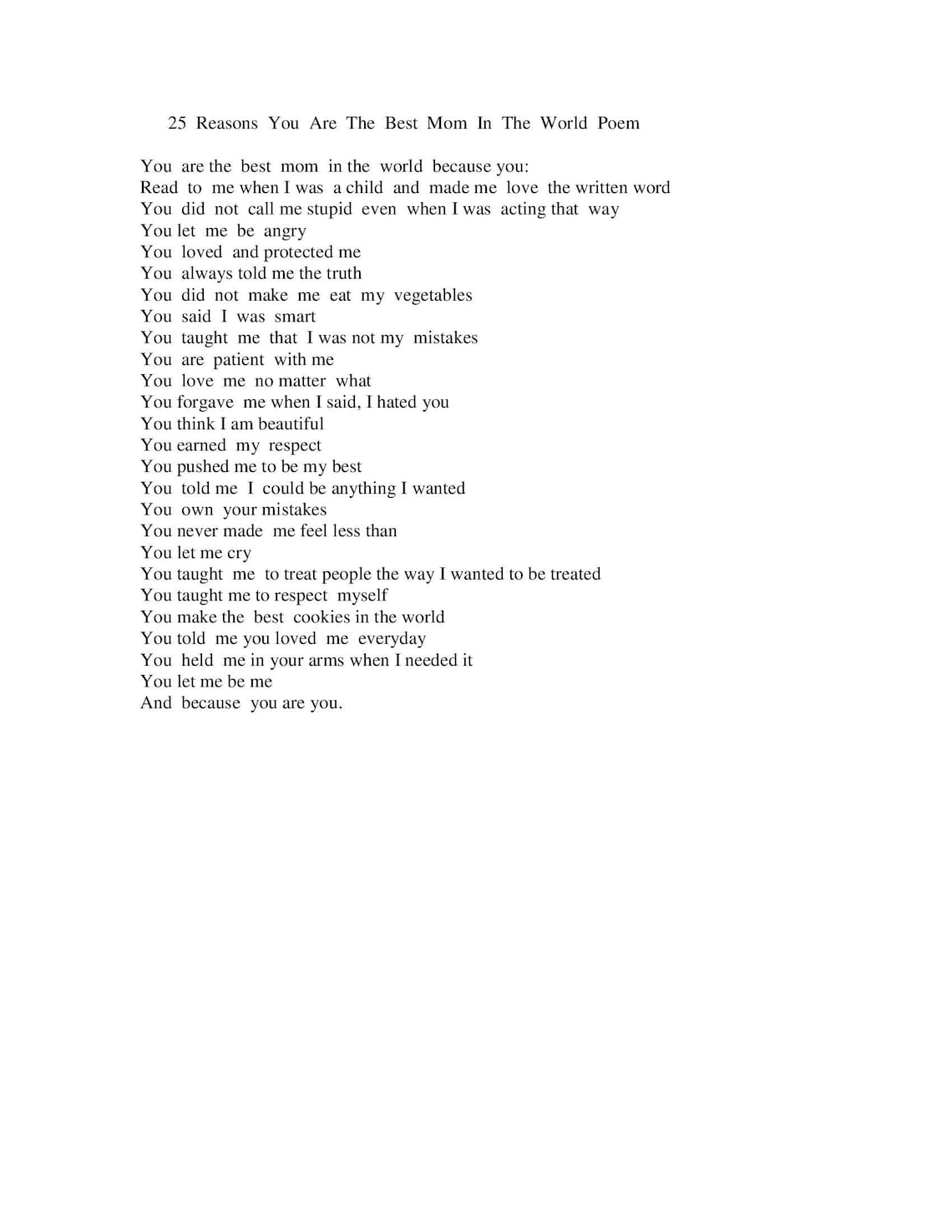 25 Reasons You Are the Best Mom in the World, Mother's Day Poem - Etsy