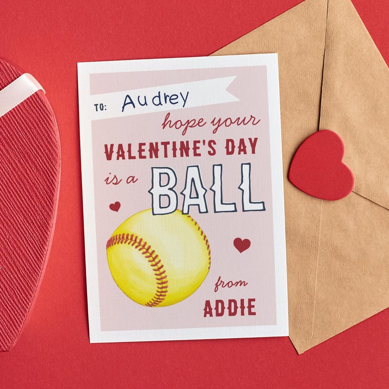 Softball Valentine Bundle for Kids | Sports Classroom Valentines ...