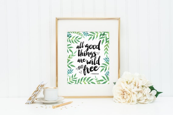 All Good Things Are Wild and Free Green Tropical Botanical | Etsy