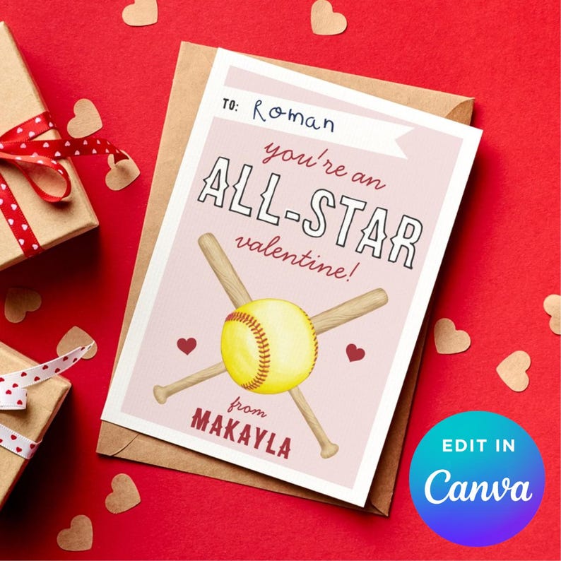Softball Valentine Bundle for Kids | Sports Classroom Valentines ...