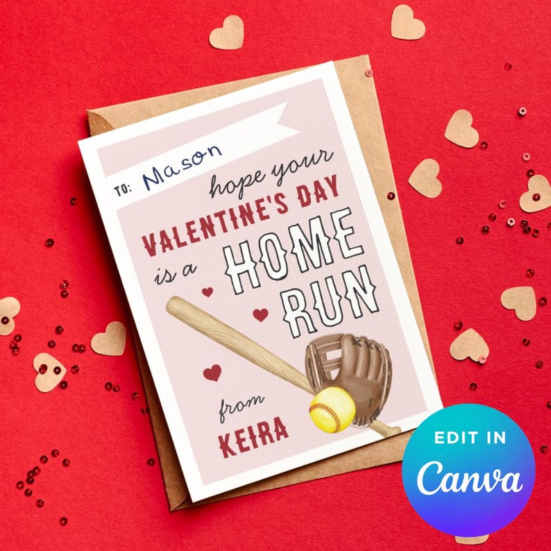 Softball Valentine Bundle for Kids | Sports Classroom Valentines ...