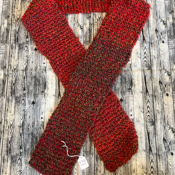 Red Knitted Scarf - Etsy