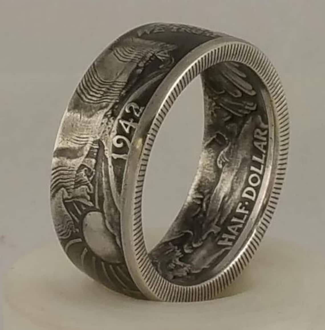 90% Silver Walking Liberty Half Dollar Coin Ring - Etsy
