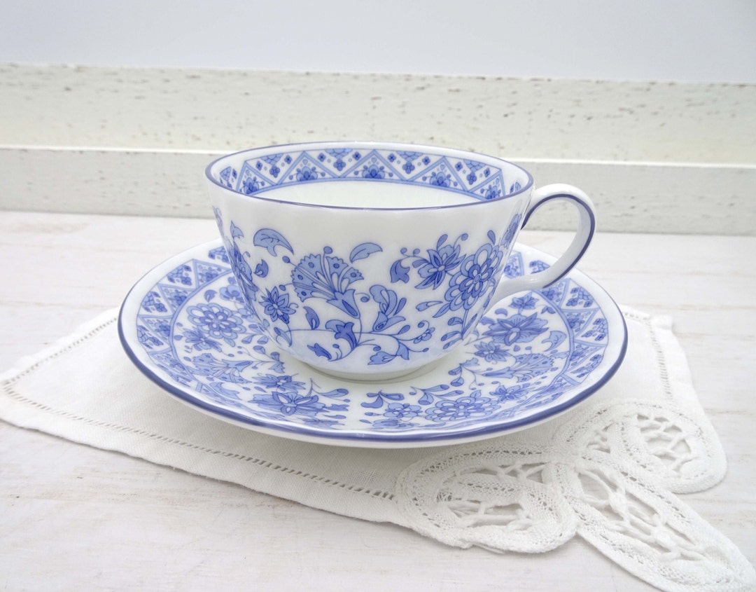 Vintage Minton Shalimar Fine Bone China Tea Cup and Saucer, Blue and ...