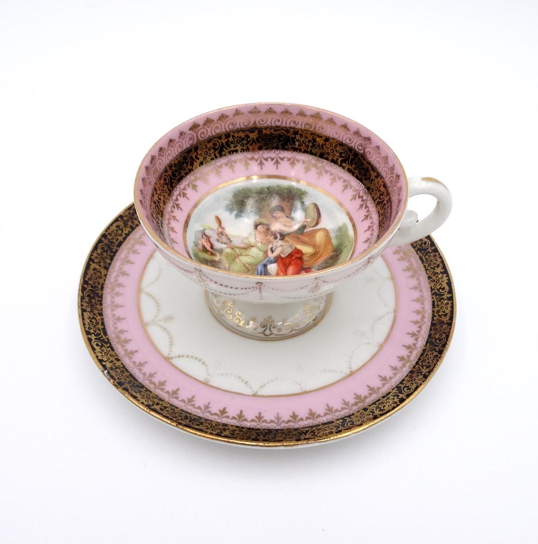 Antique Erdmann Schlegelmilch Pedestal Demitasse Cup and Saucer Three ...