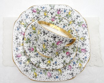 ROSINA Tea Cup and Saucer Chintz Painted JUNE Rose Pattern - Etsy