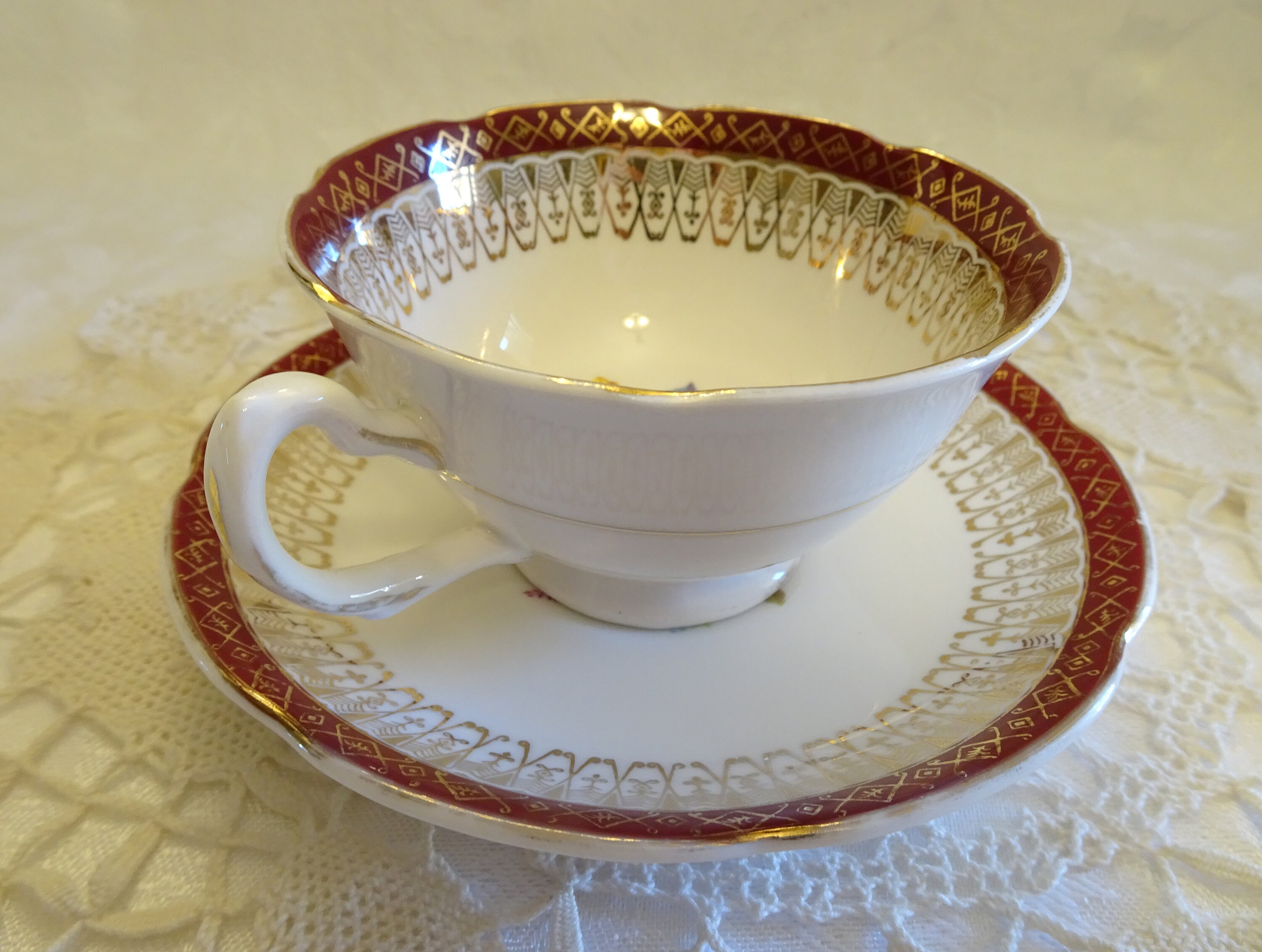 Royal Grafton Burgundy Red Floral Tea Cup and Saucer Hand | Etsy
